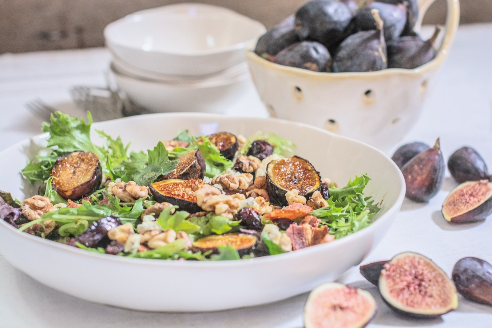 Grilled Fig Salad with Balsamic Honey Vinaigrette - Little Figgy Food